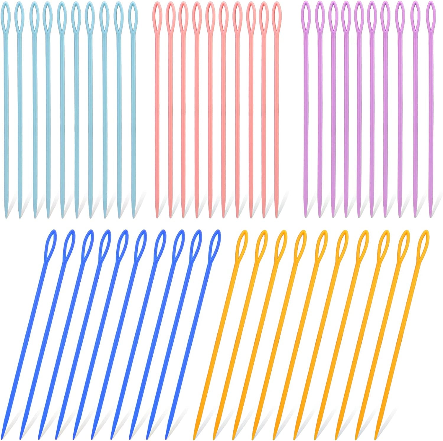 50PCS Plastic Sewing Needles, Large Eye Plastic Yarn Needles for Kids ...