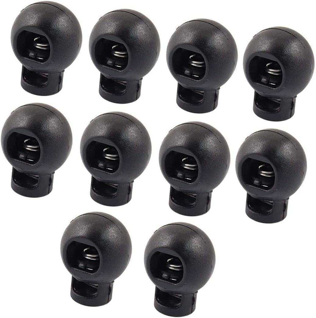 50PCS Plastic Spring Loaded Round Toggle Stopper Cord Locks End,Black ...
