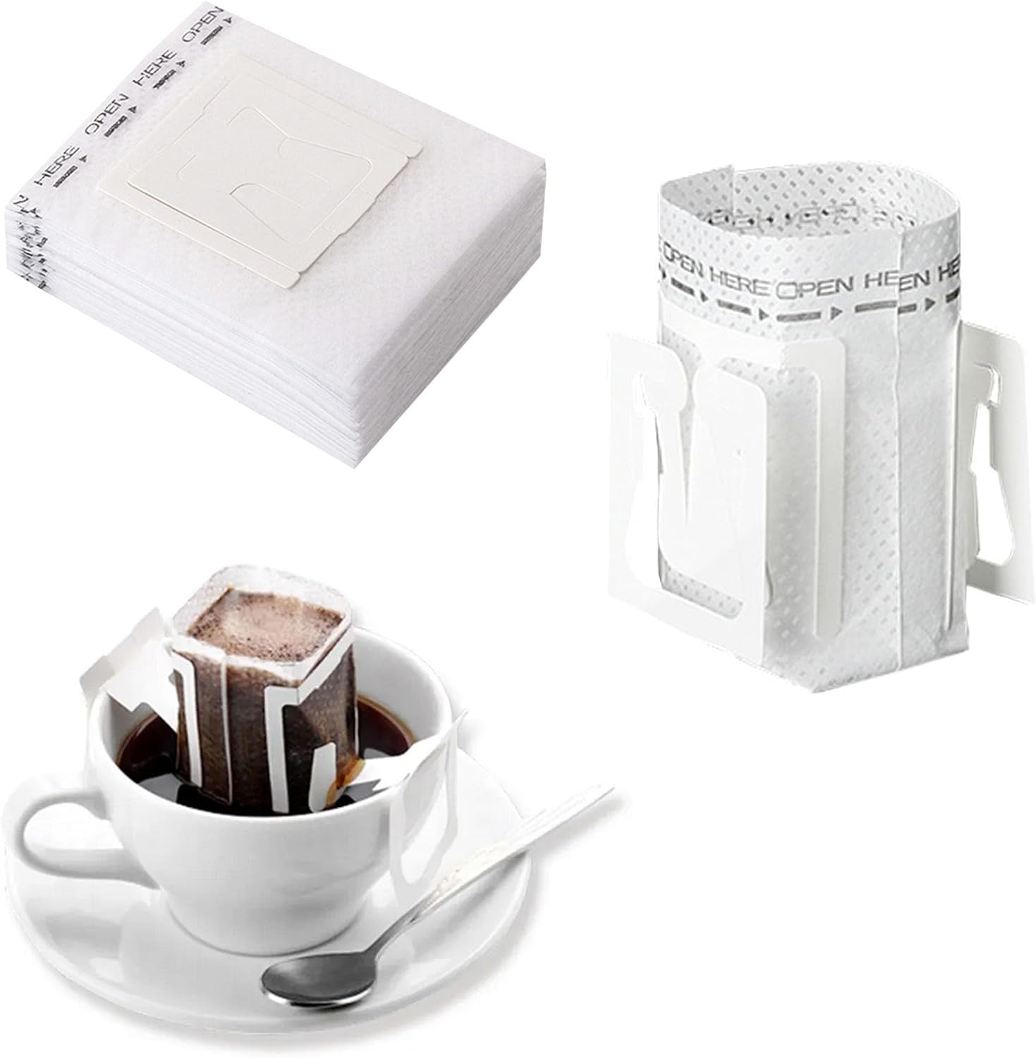 50PCS Portable Coffee Filter Paper Hanging Ear Drip Coffee Single ...