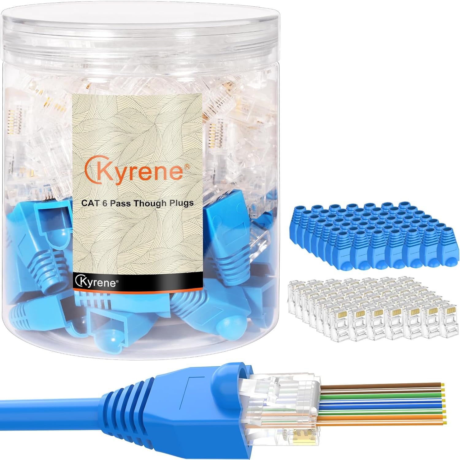 50PCS RJ45 Connectors, Ethernet Cat6 Connector, RJ45 Pass Through ...