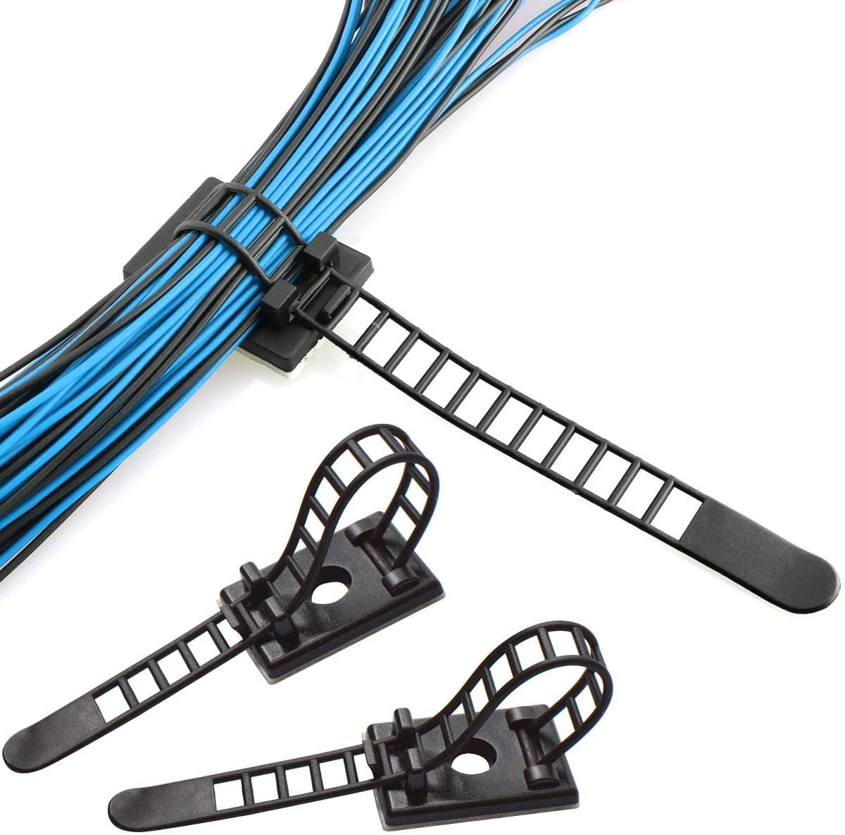 50PCS Reusable Cable Clips, Adjustable Self-Adhesive Ties Cable, Nylon ...