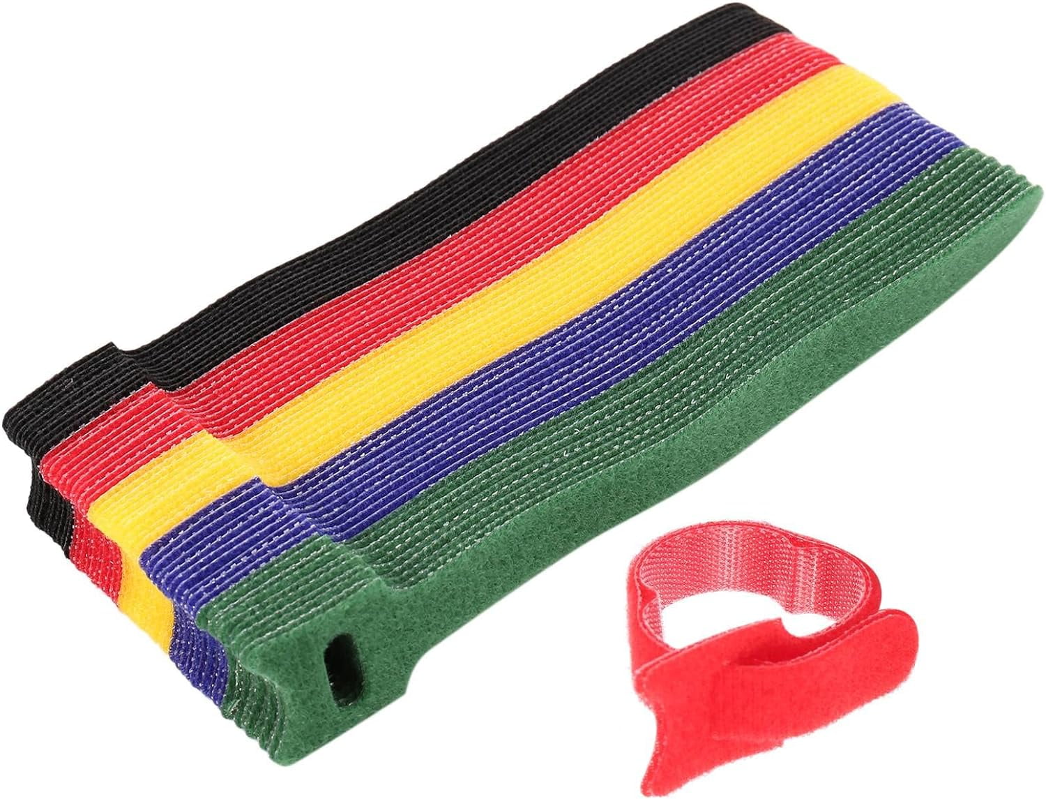 50PCS Reusable Color Mixing Cable Cord Strap Hook Loop Ties Tidy ...