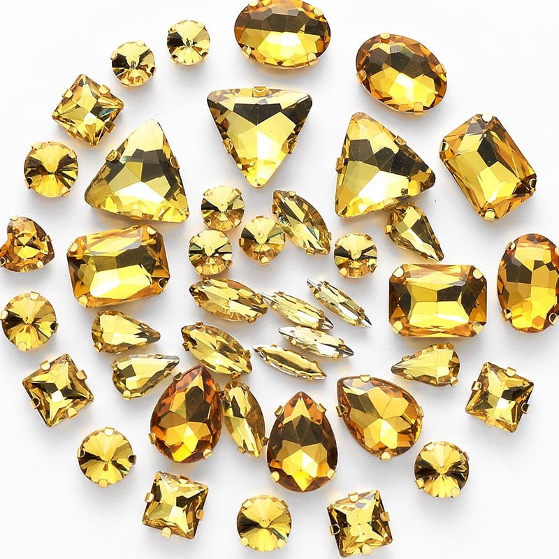 50PCS Rhinestones Beads, Metal Flatback Gold Prong Setting Sewing Claw ...