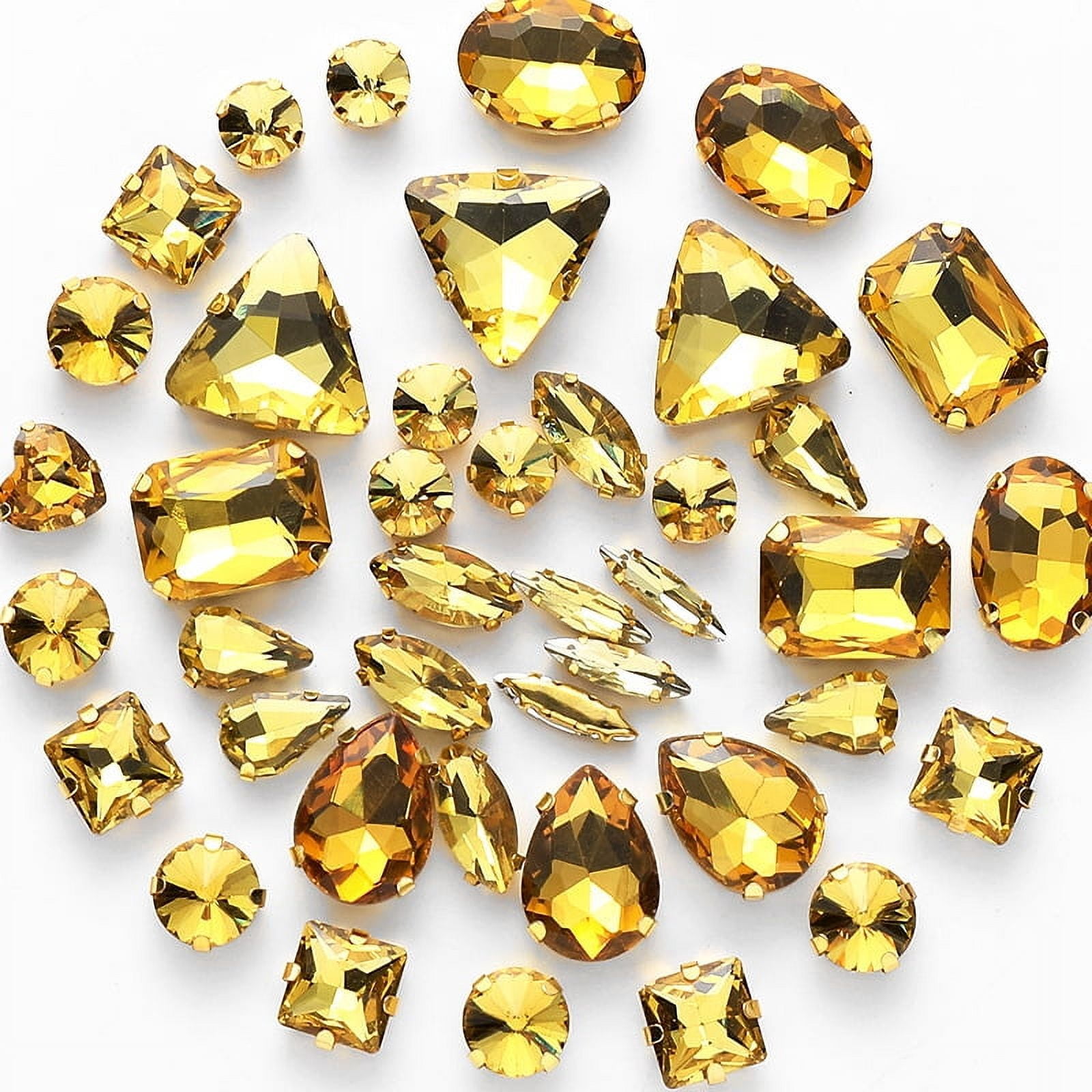 50PCS Rhinestones Beads, Metal Flatback Gold Prong Setting Sewing Claw ...