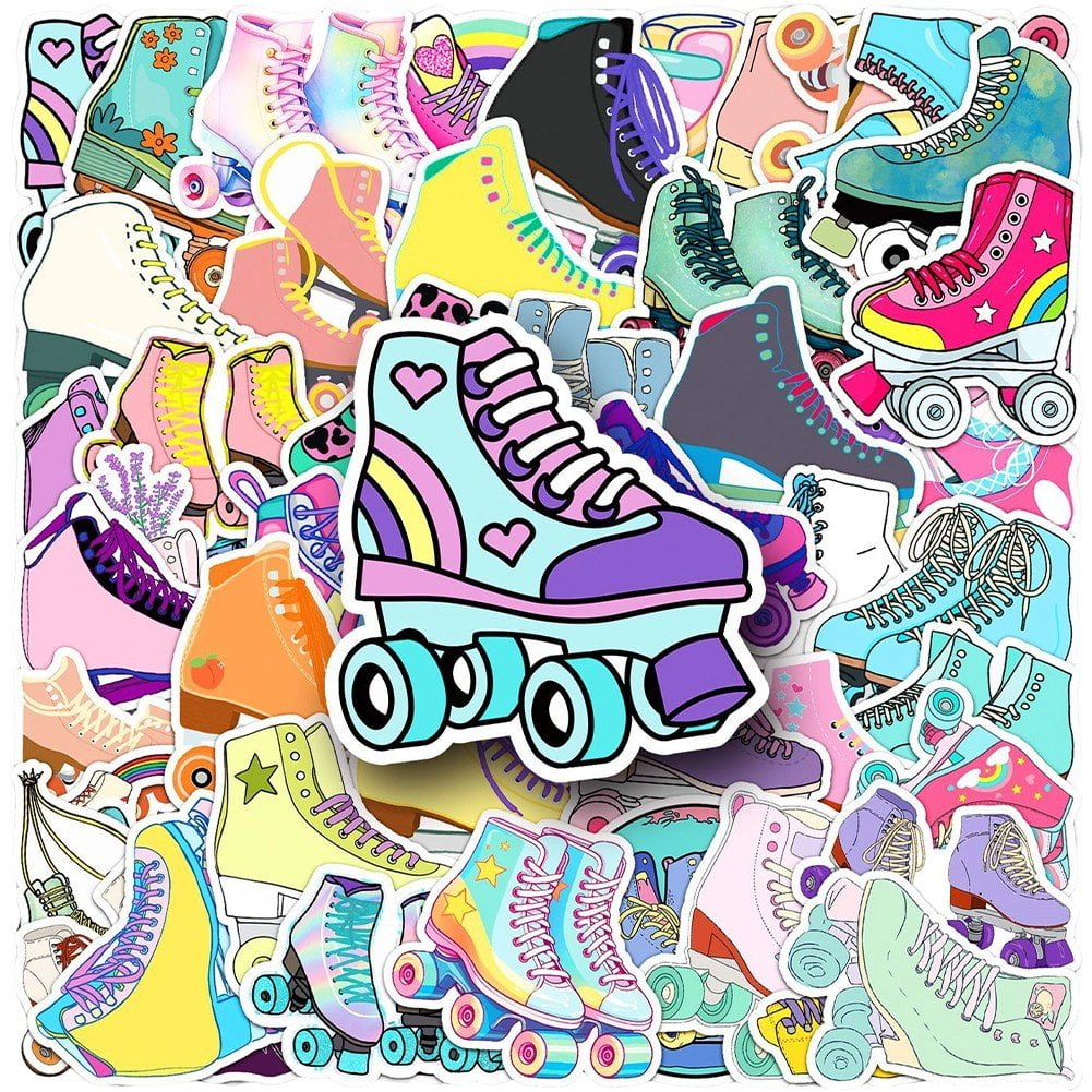 50PCS Roller Skates Stickers Funny Cartoon Sticker Sports Decals ...