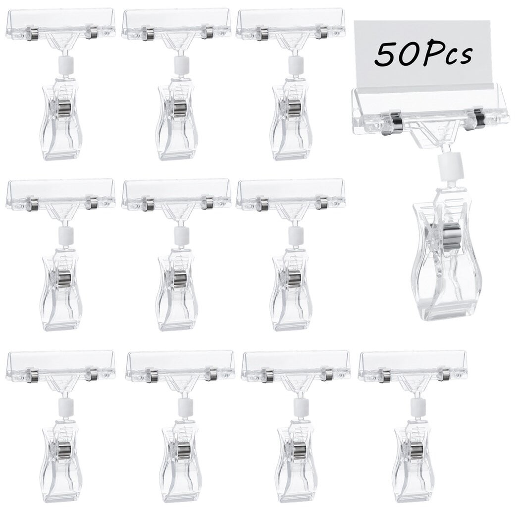 50PCS Rotatable Sign Clips, Double-Sided Merchandise Sign Holders ...