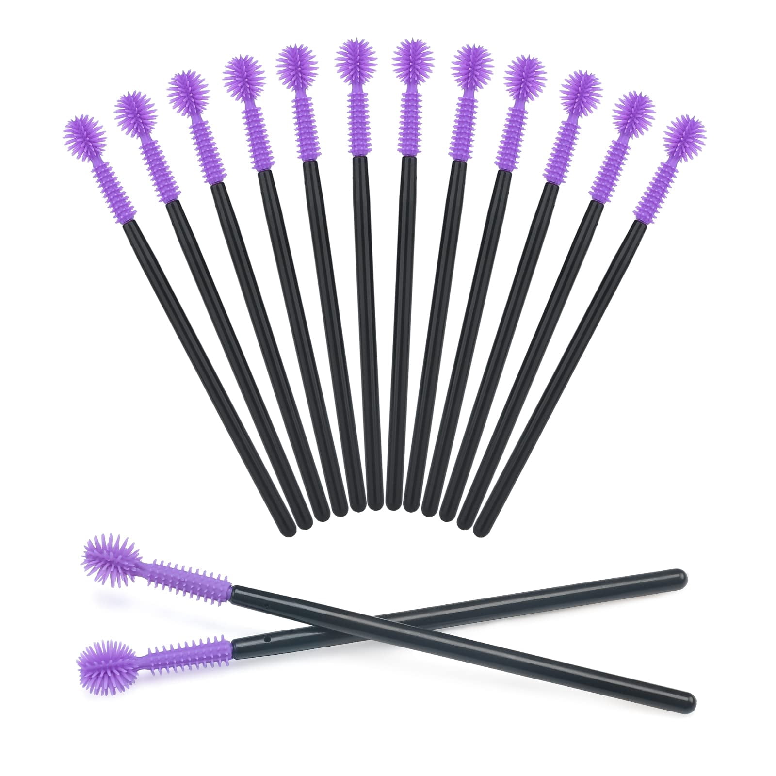 50PCS Silicone Eyelash Brushes, Purple Disposable Mascara Wands ...