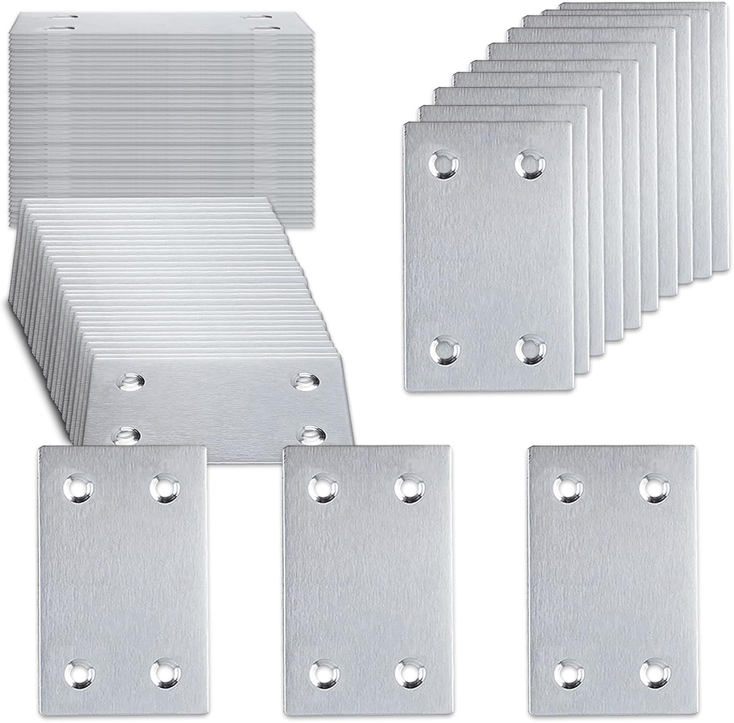 50PCS Silver Flat Mending Plates, 2.36” 304 Stainless Steel Brace ...