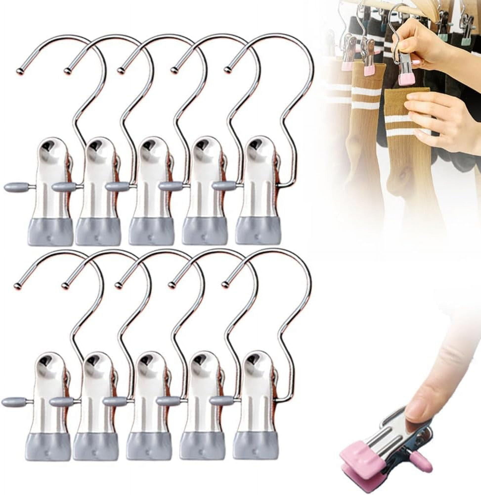 50PCS Space-Saving Clothespin Hat Pants Storage Hanging Travel Hook ...