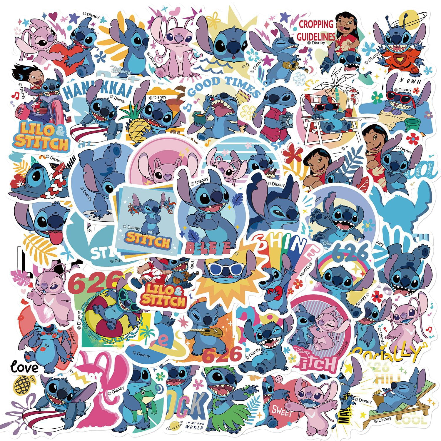 50PCS Stitch Stickers for Water Bottle Cup Laptop Guitar Car Motorcycle ...