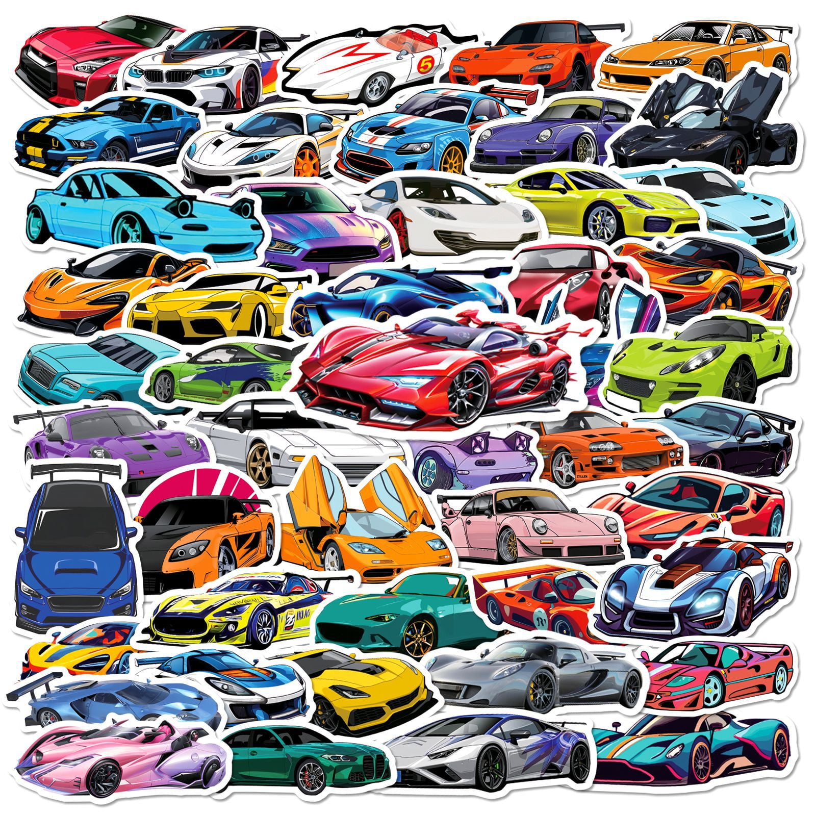 50PCS Super car Stickers for Kids, Racing Car Stickers, Sports Car ...