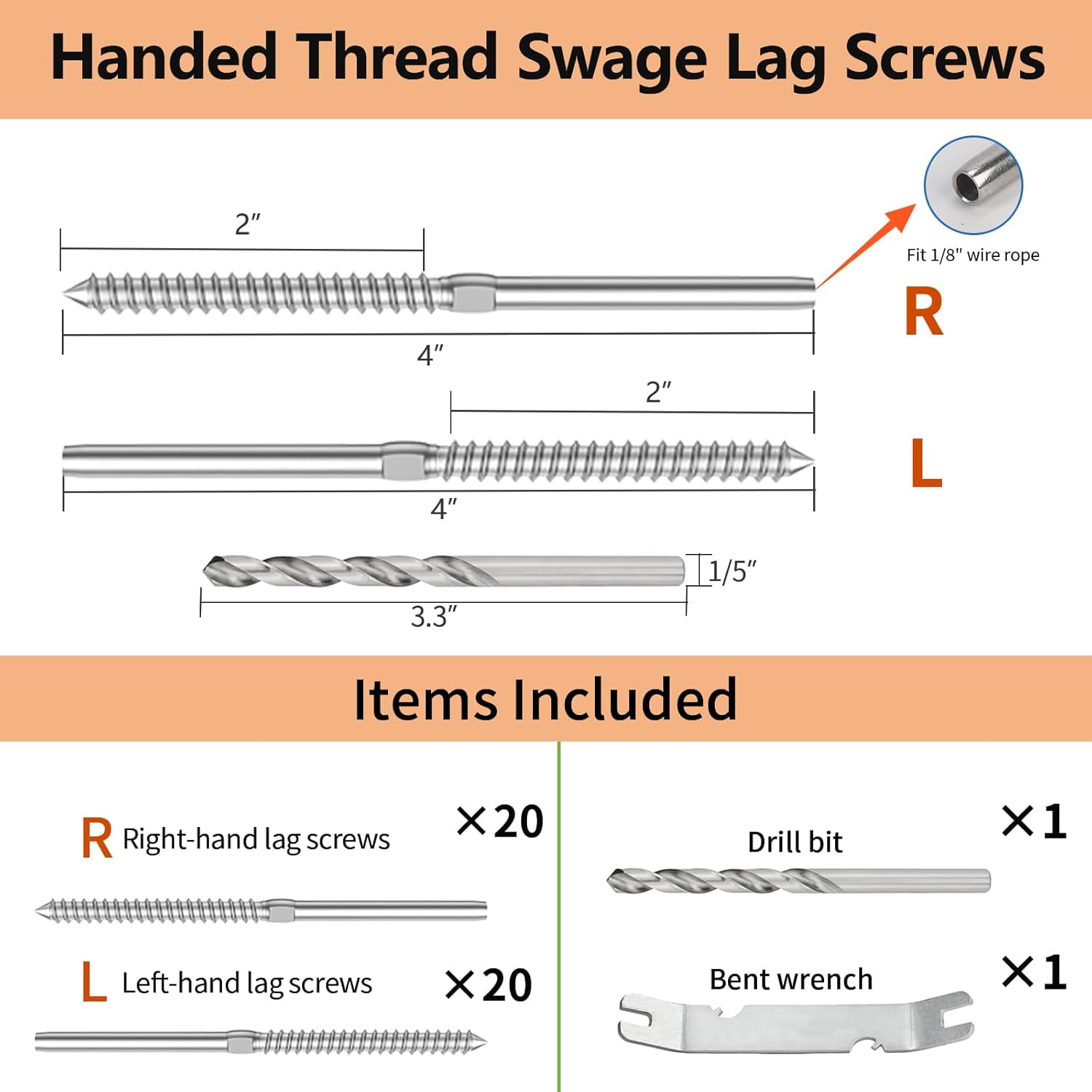 50PCS T316 Stainless Steel Protector Sleeves 1/8‘‘ Cable Railing Kit ...