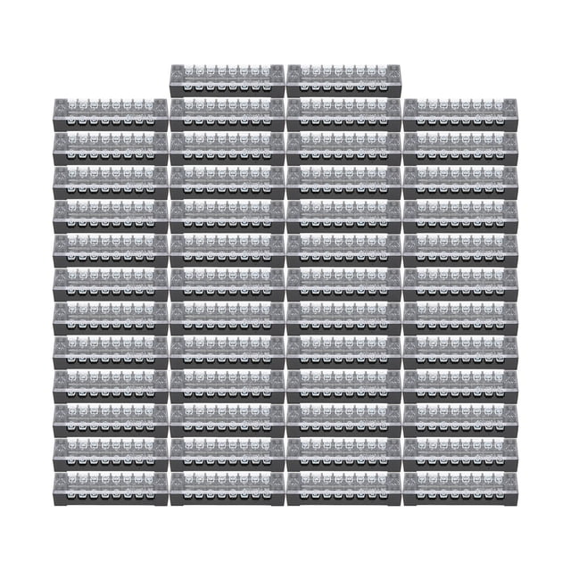 50PCS TB‑1508L Dual Row Terminal Block Strip 15A 600V 8 Section Fixed ...
