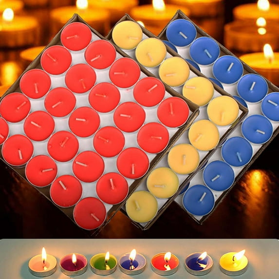 50PCS Tea Lights, Unscented & Long Lasting Mini Tealights Candles, Soy ...