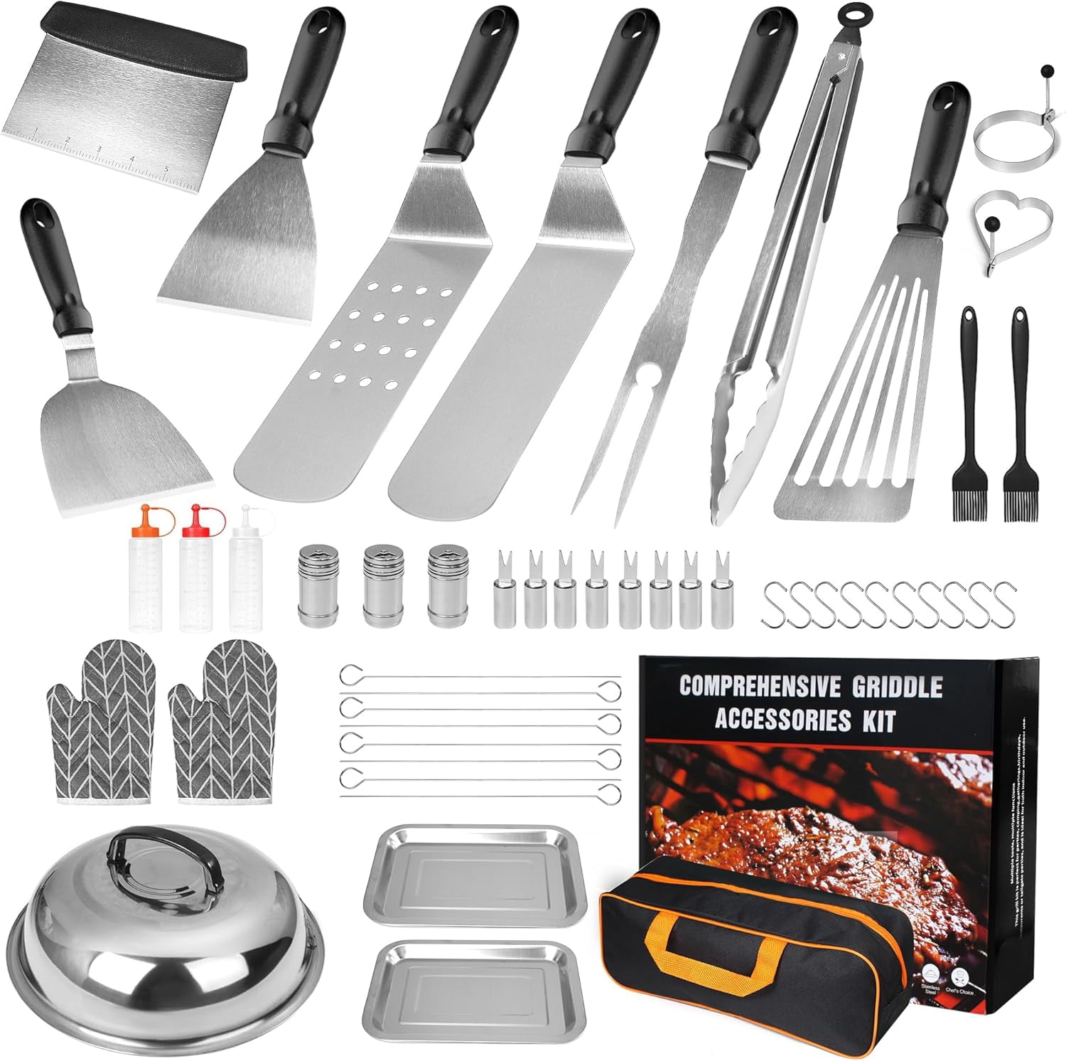50PCS Teppanyaki Griddle Accessories Kit Stainless Steel Complete Set ...