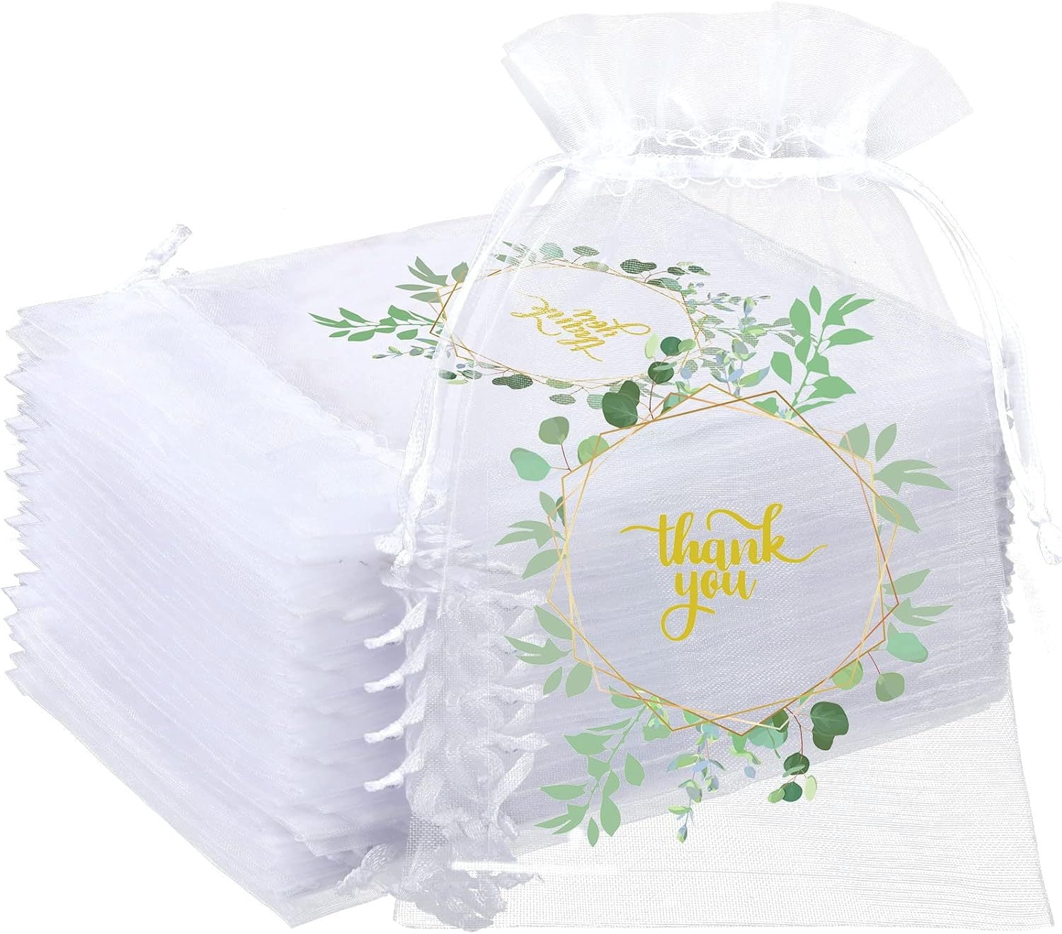 50PCS Thank You Small Organza Bags with Drawstring, 4 x 6 Mesh Wedding ...
