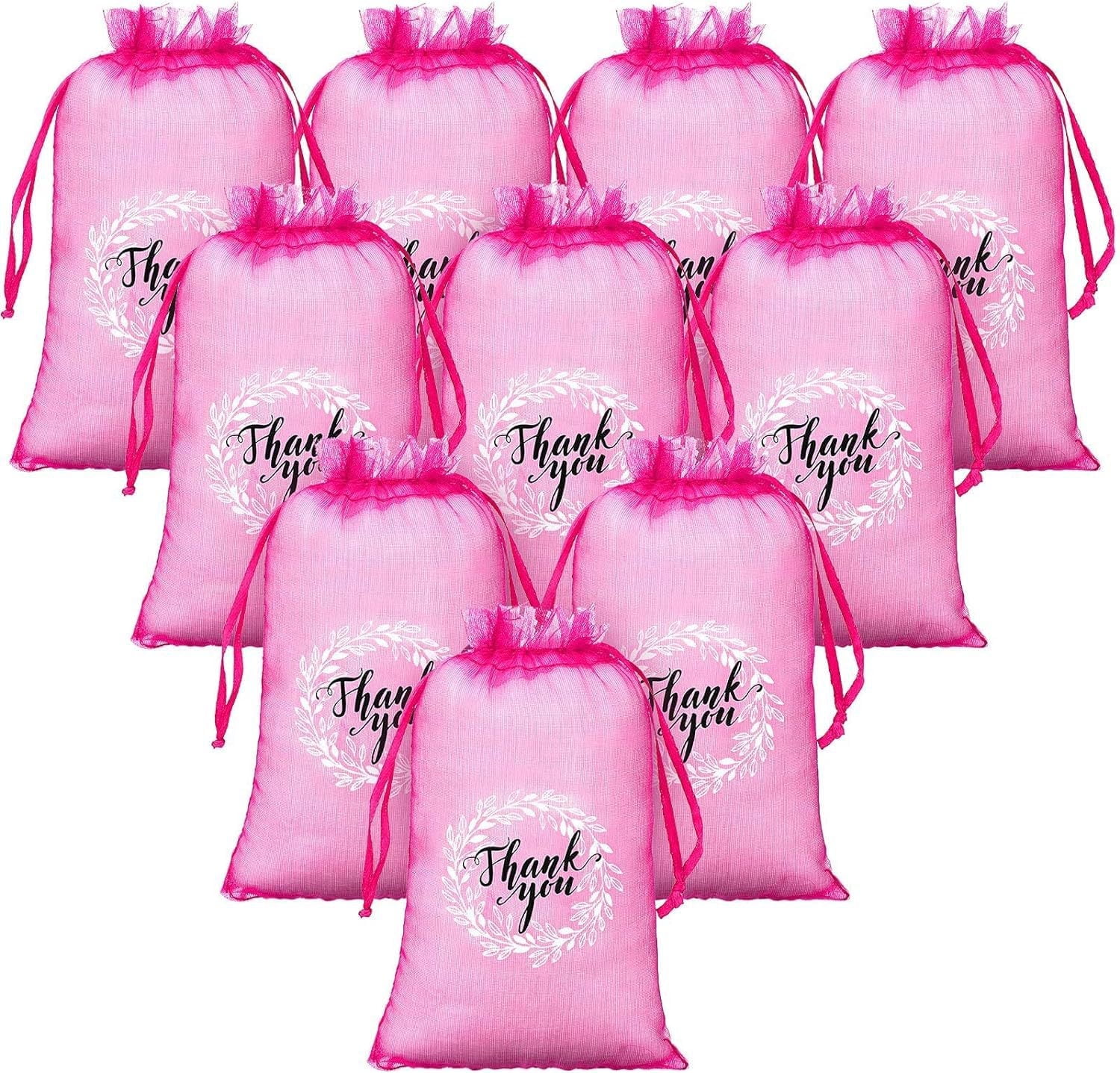 50PCS Thank You Small Organza Bags with Drawstring, 4 x 6 Mesh Wedding ...