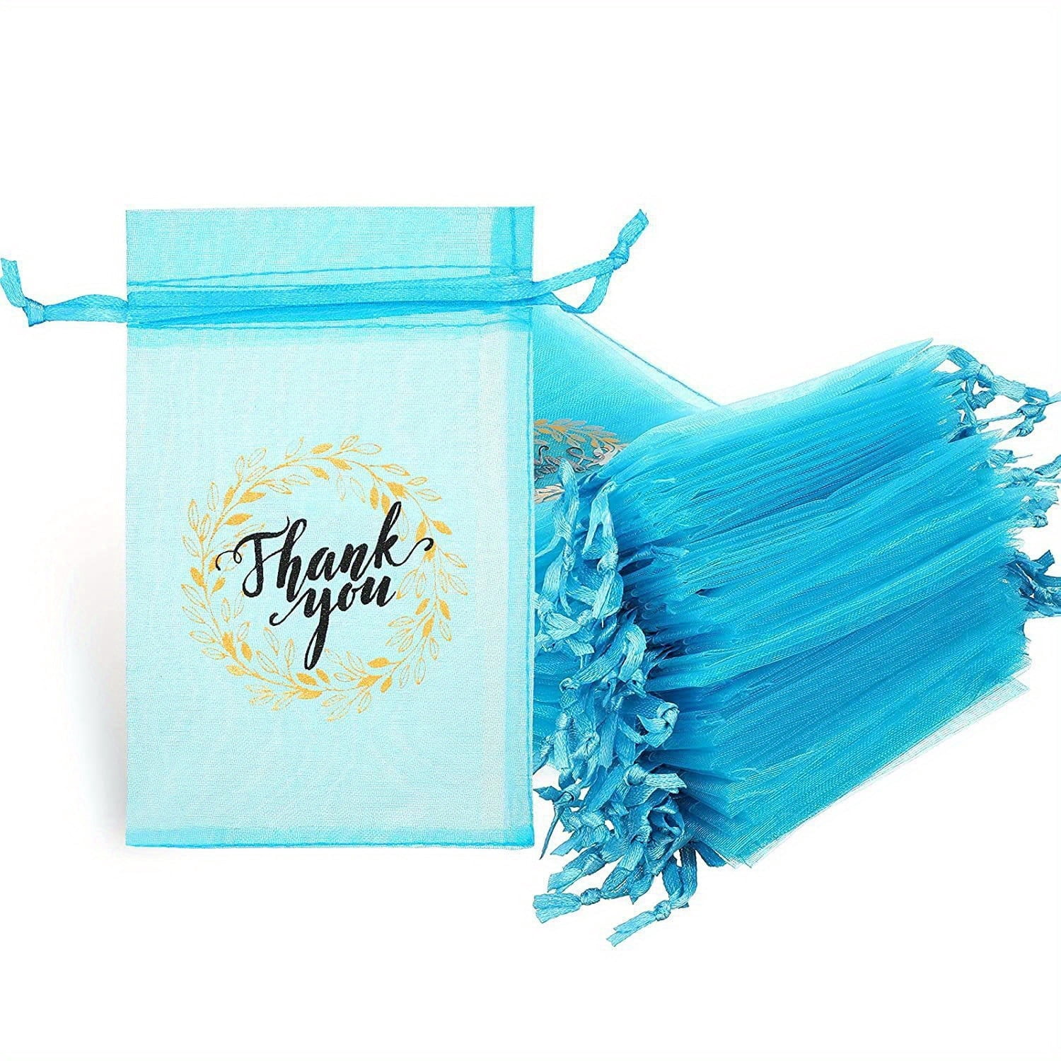 50PCS Thank You Small Organza Bags with Drawstring, 5 x 7 Mesh Wedding ...