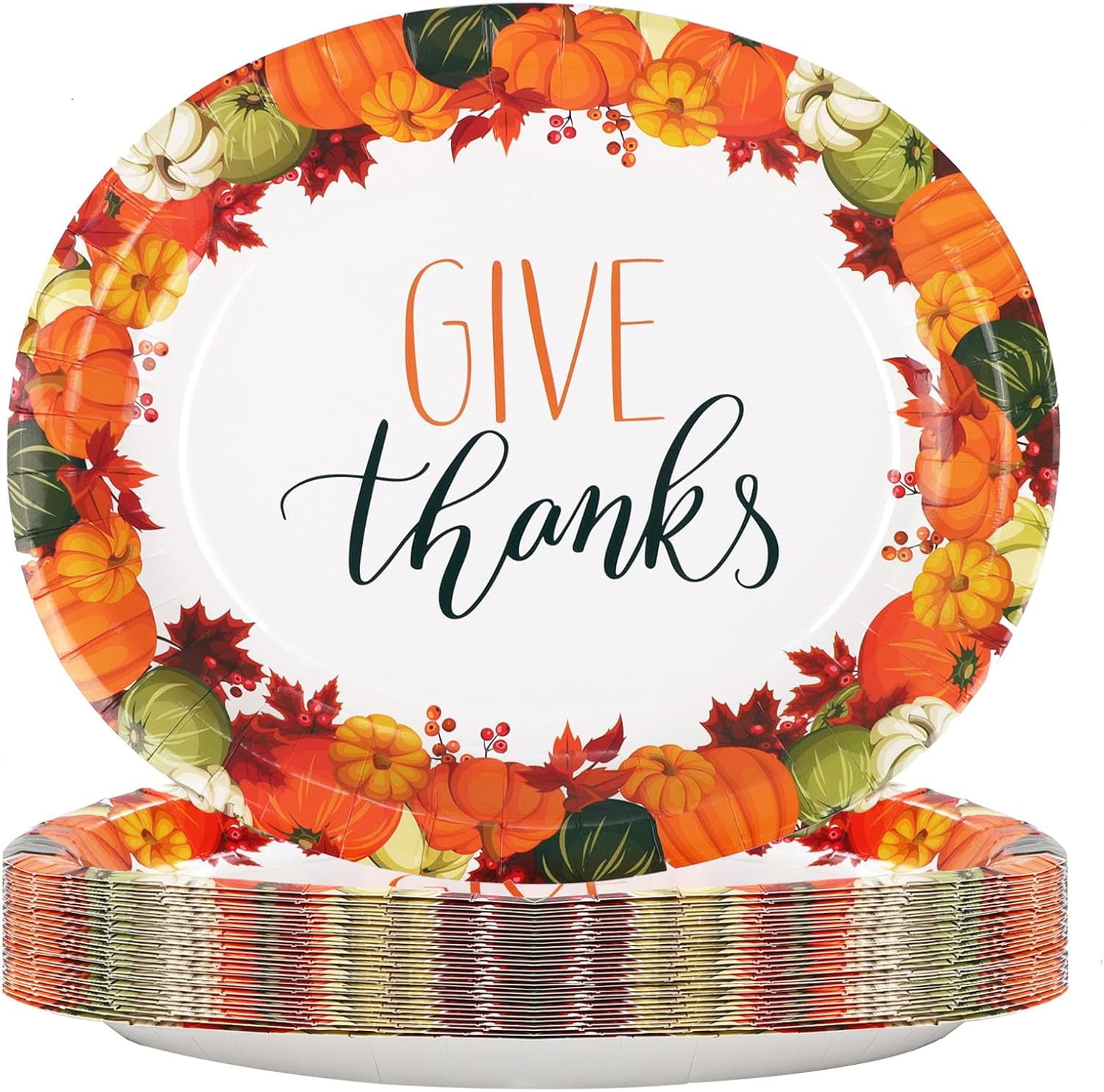 50PCS Thanksgiving Oval Plates 10" x 12" Disposable Dinner Plates ...