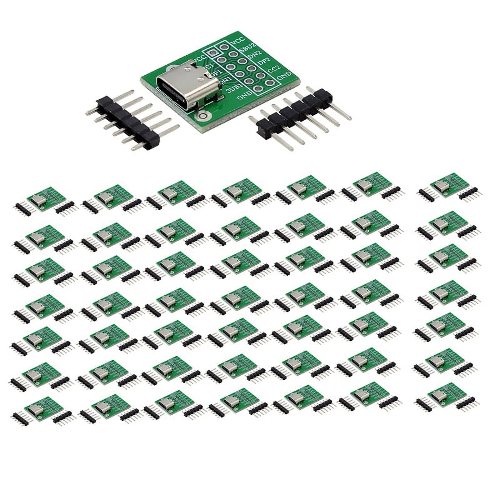 50PCS USB TYPE-C to DIP PCB Connector Pinboard Test Board Solder Female ...