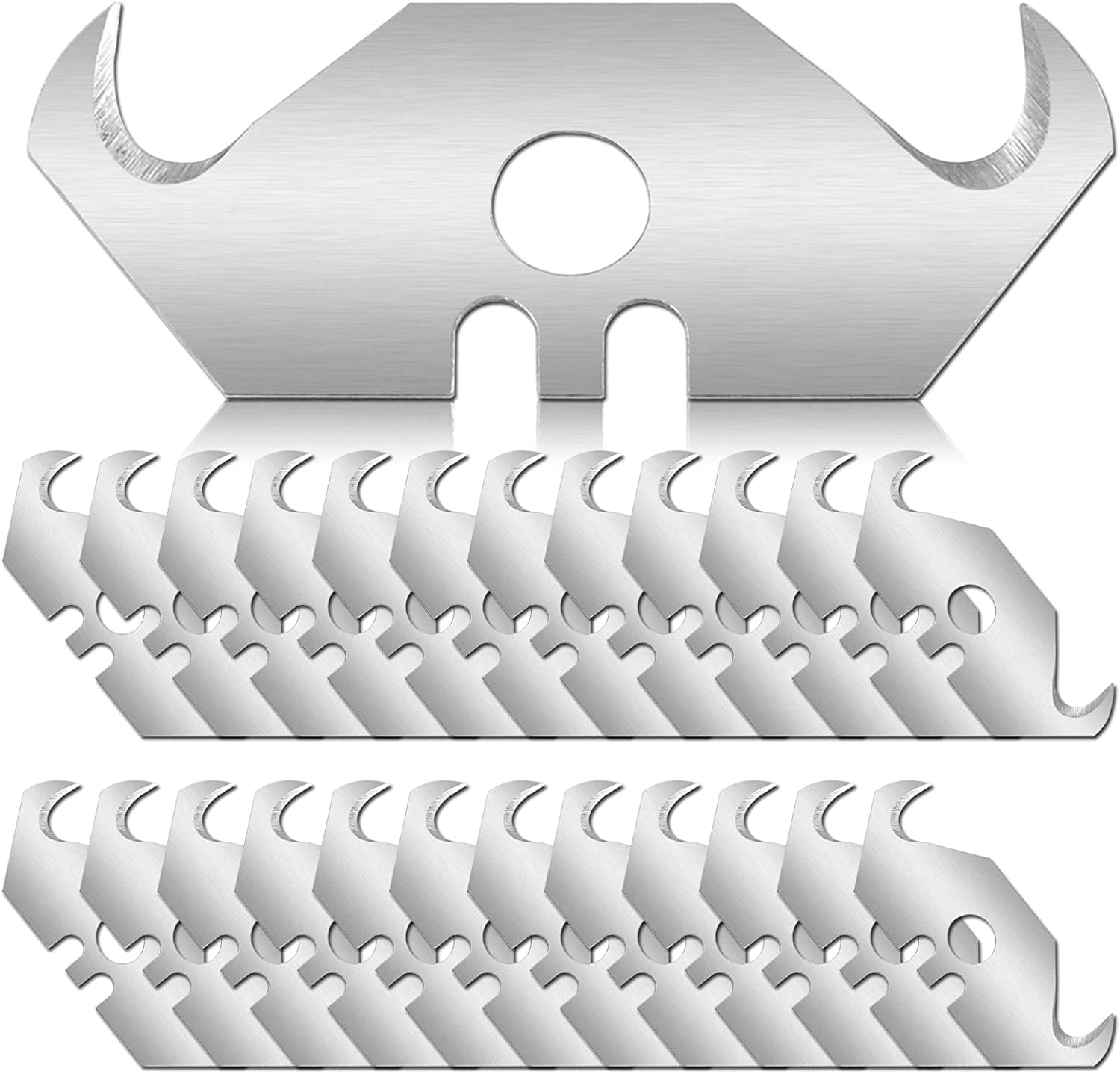 50PCS Utility Hook Blades Steel Razor Blades Safety Horn Knife Blades ...