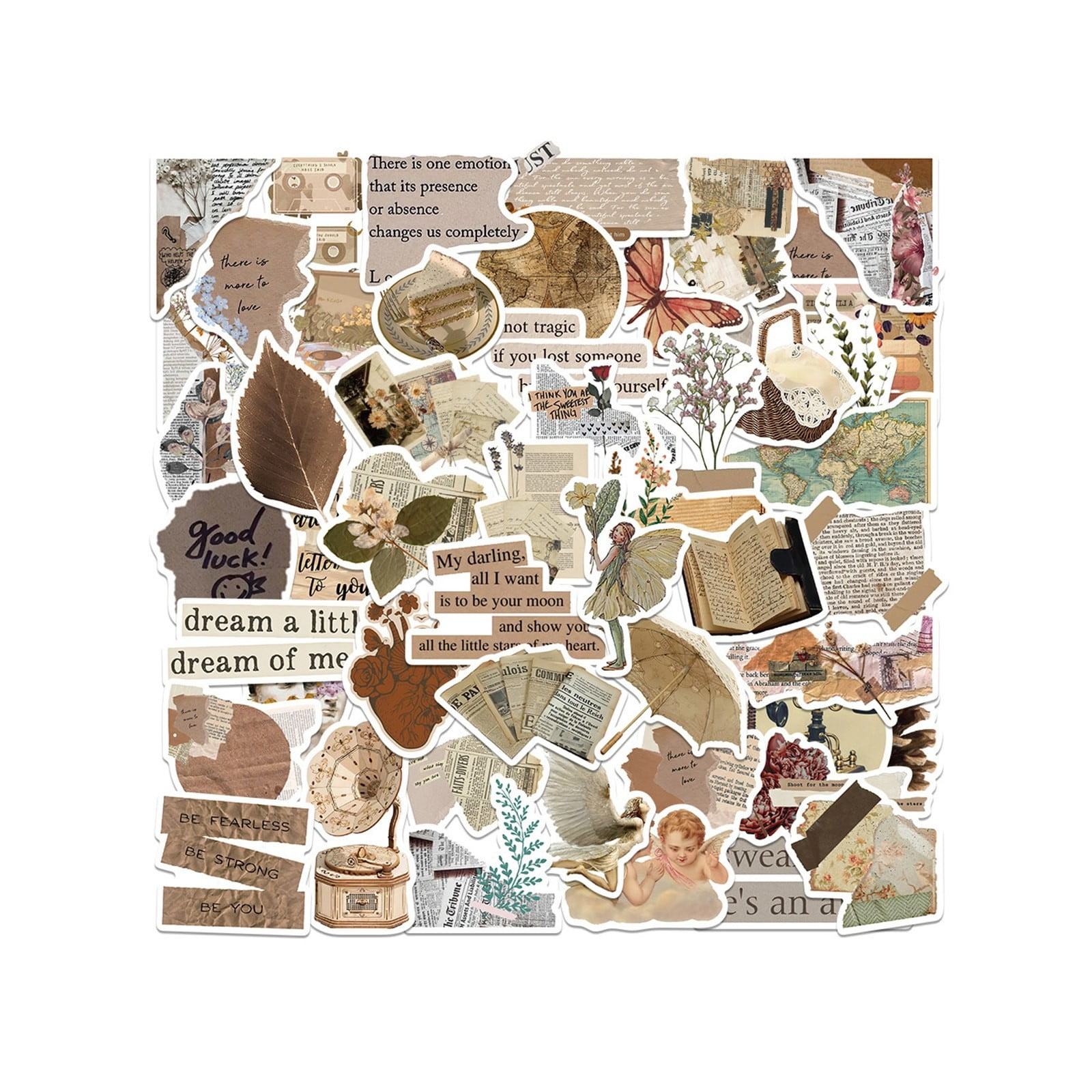 50PCS Vintage Aesthetic Stickers, Cottagecore Stickers for Journaling ...