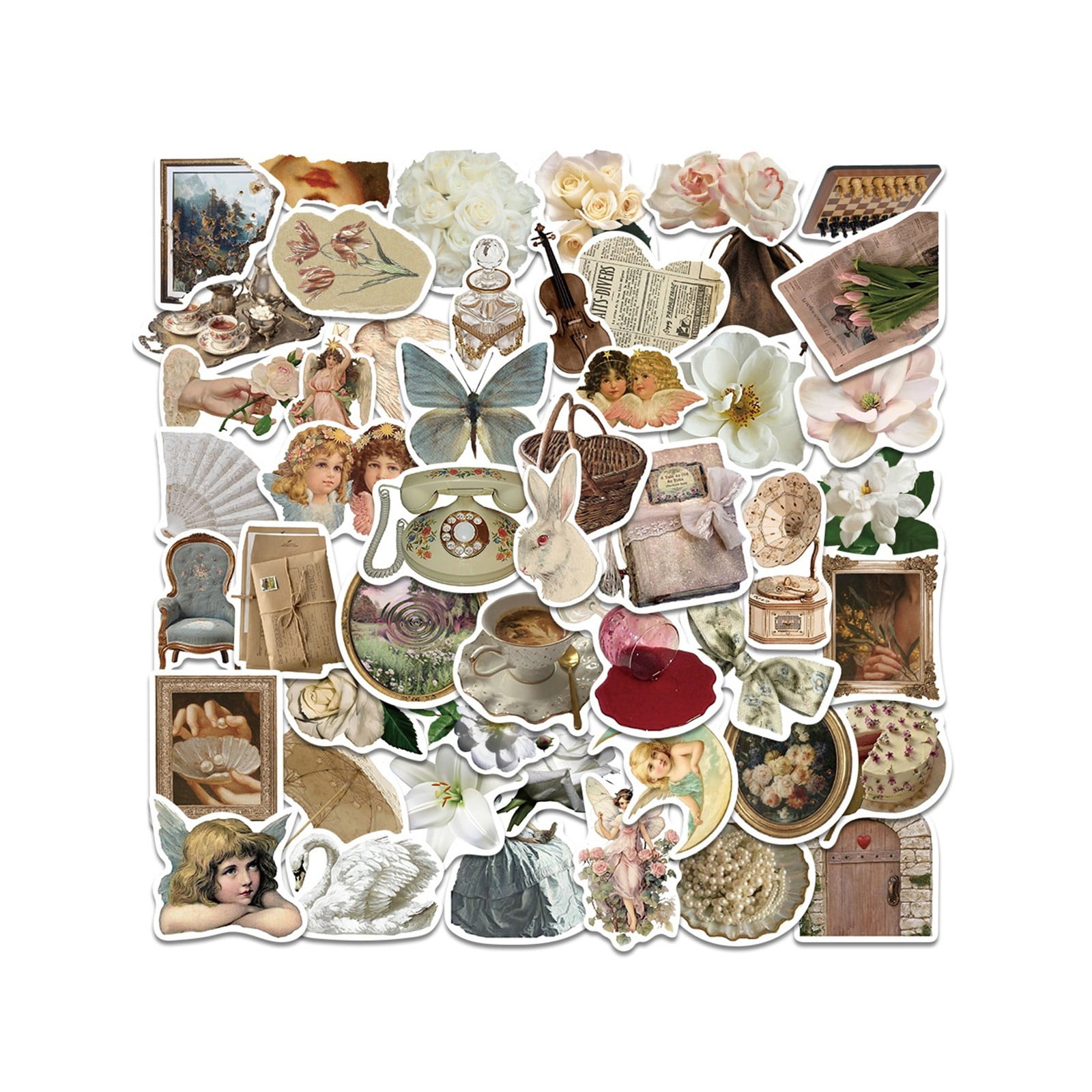 50PCS Vintage Aesthetic Stickers, Cottagecore Stickers for Journaling ...