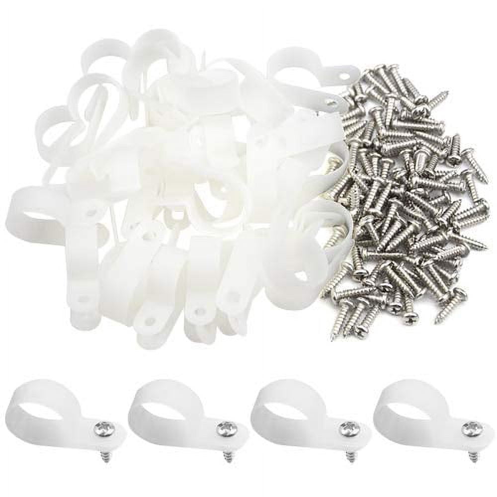 50PCS White Nylon R-Type Cable Clamp Fastener for 19.4mm ( 3/4" ) Dia ...