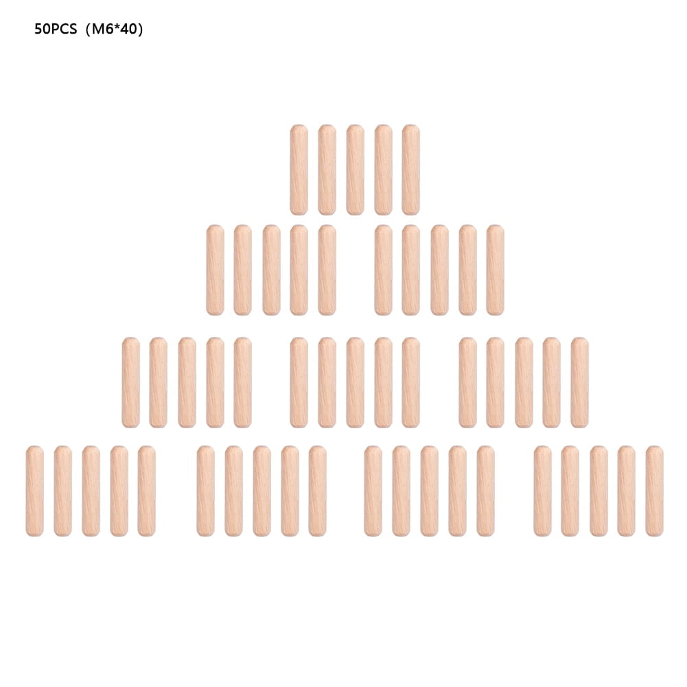 50PCS Wooden Dowel Pins, Cabinet Drawer Round Fluted Wooden Craft ...