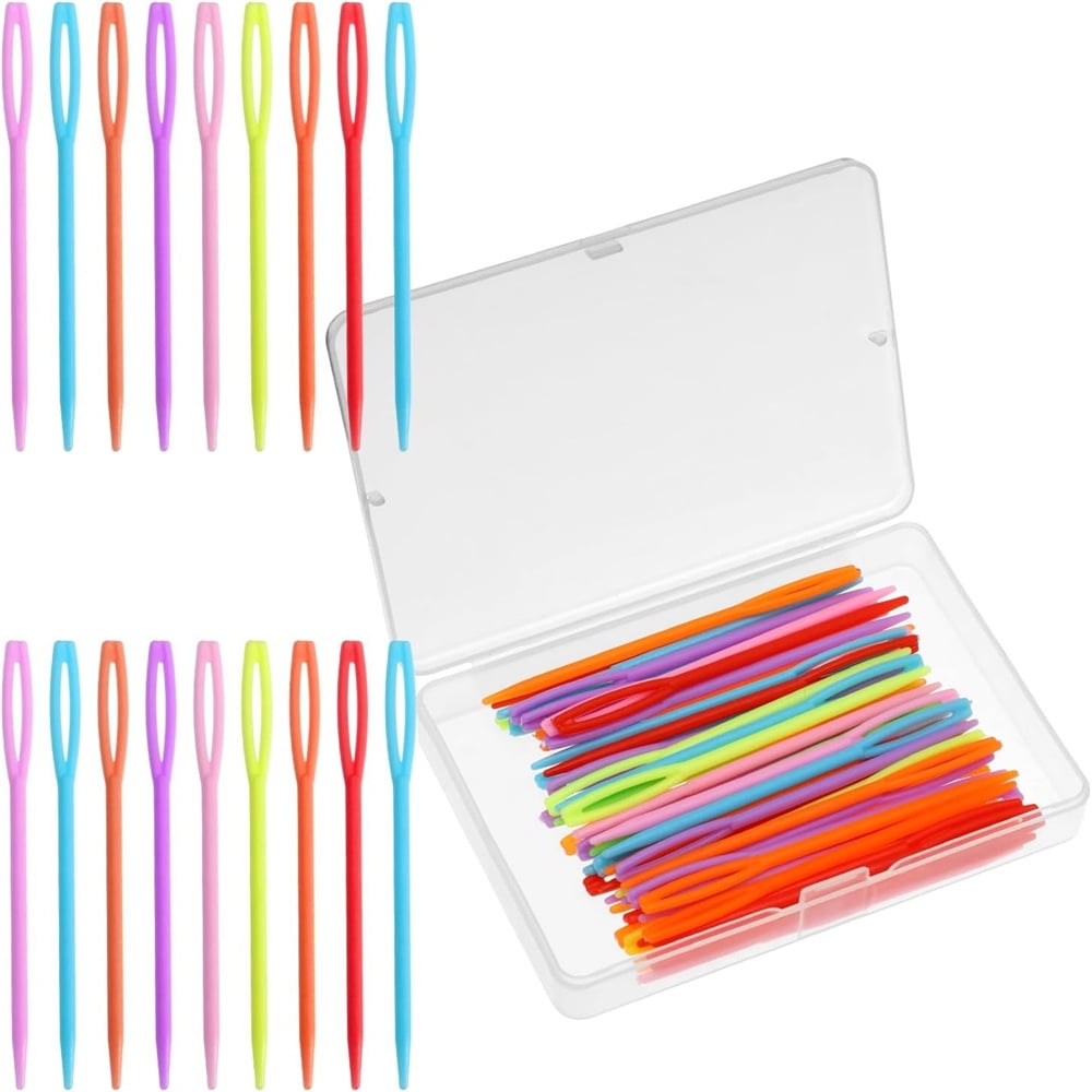 50PCs Colorful Plastic Yarn Needles,Large Eye Lacing Needles,Embroidery ...