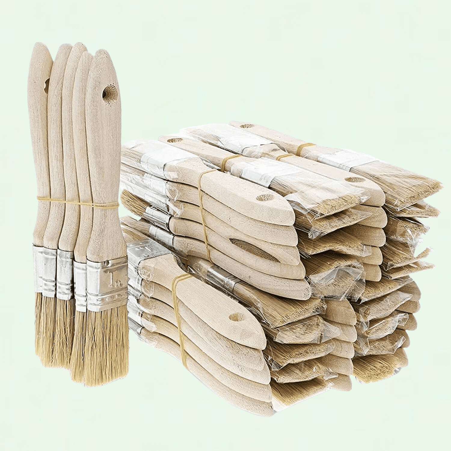 50Pack 1 inch Chip Paint Brushes with Wood Handle for Acrylic Paint ...