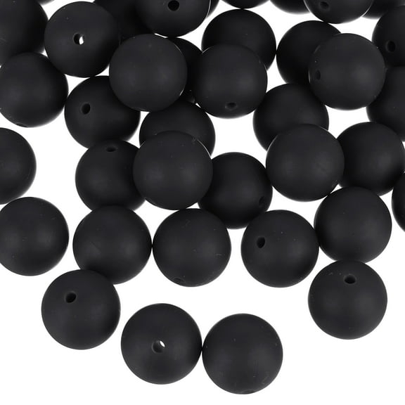 1 Box 120Pcs Silicone Lentil Beads Bulk Round Rubber Beads Matte Black ...