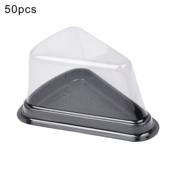 50Pack Cake Slice Containers, Individual Disposable Triangle Plastic ...
