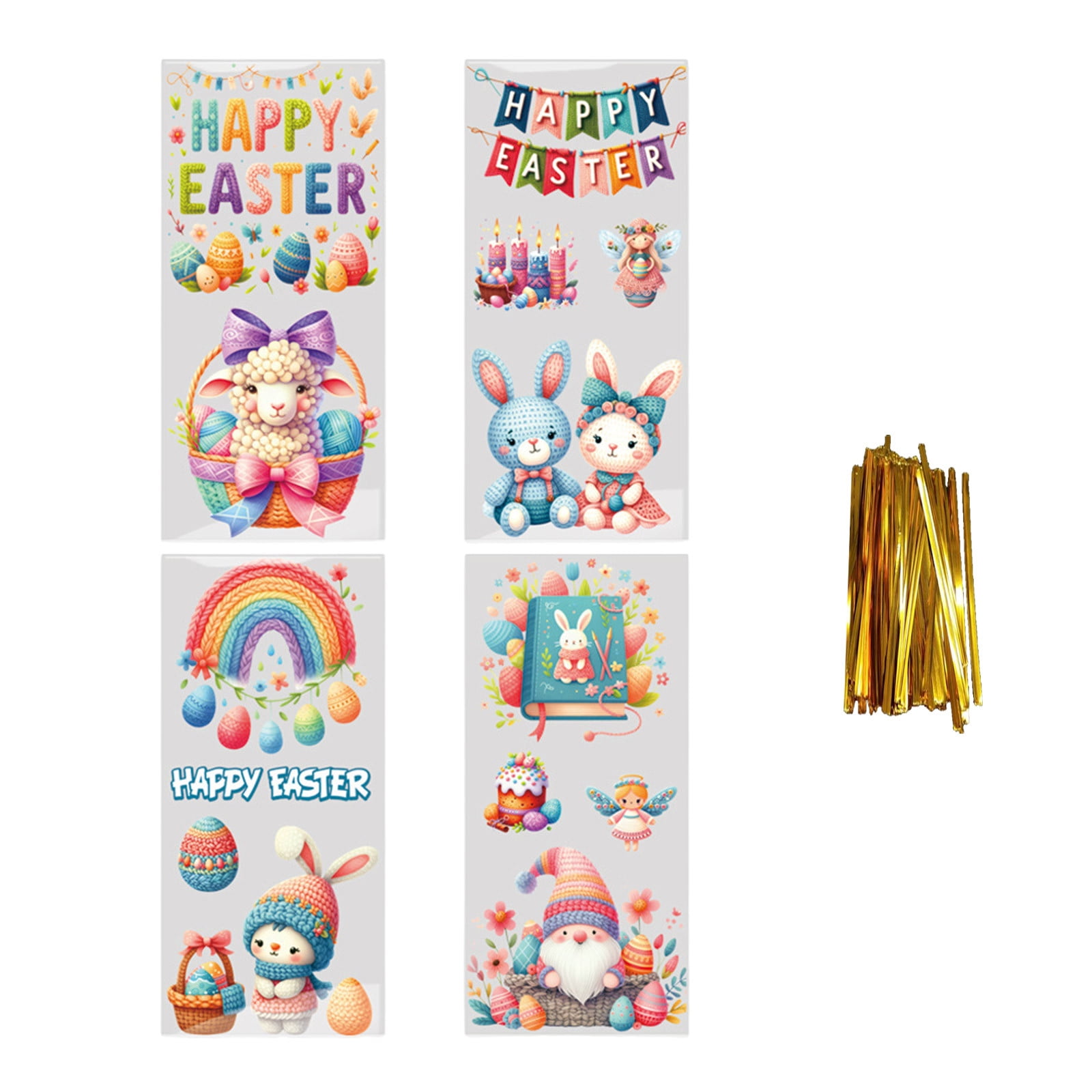 50Pack Cellophane Bags 10.6"x4.9" Easter Treat Bags with Ties Goodie ...