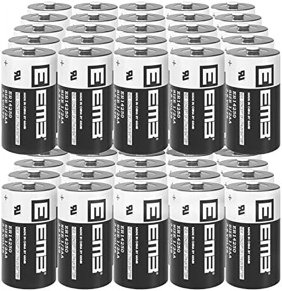 50Pack ER14250 1/2AA 3.6V Lithium Battery Li-SOCL₂ Non-Rechargeable ...