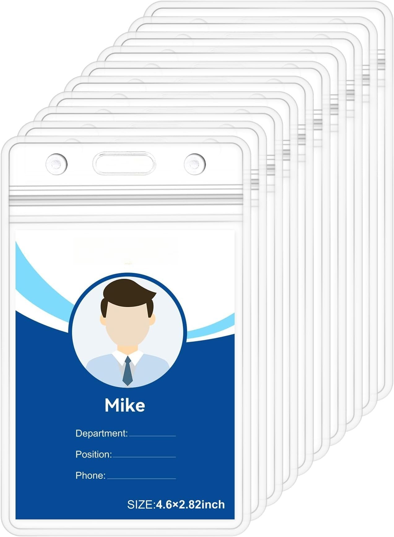 50Pack Extra Thick ID Card Name Badge Holder Clear PVC Vertical Sleeve ...