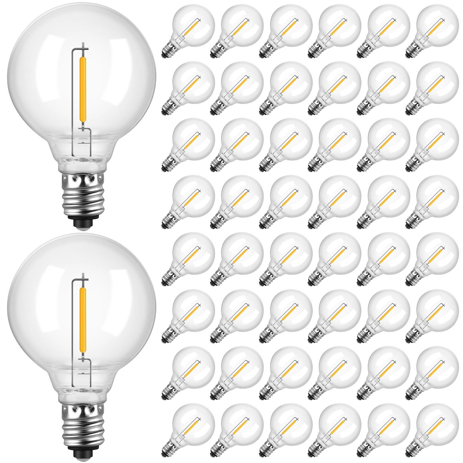 50Pack G40 LED Light Bulbs, Clear Glass LED Replacement Bulbs, 2700K ...