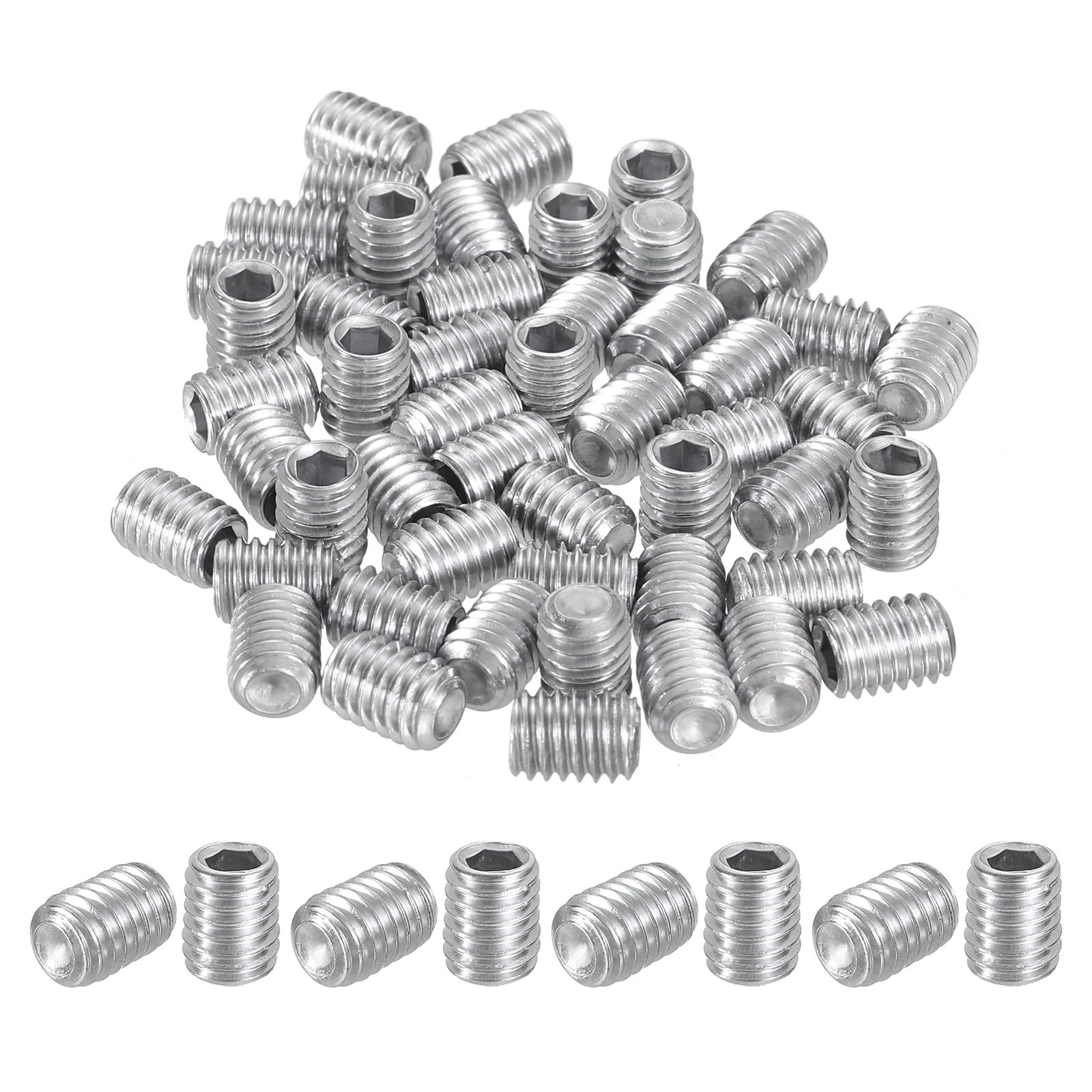 50Pack Hex Socket Grub Screw, M6x8mm 304 Stainless Steel Head Socket ...