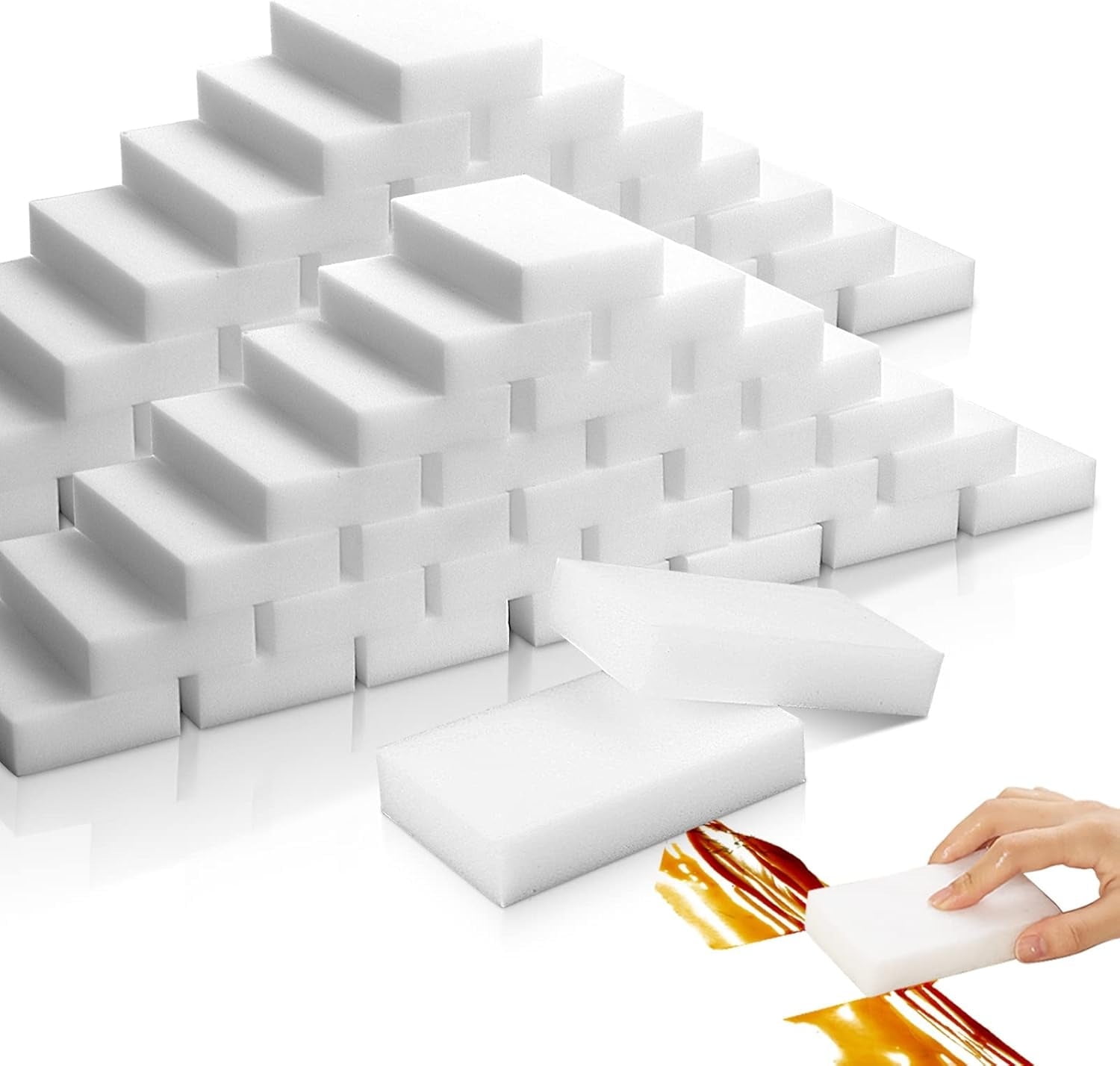 50Pack Magic Sponge Eraser Sheets, Melamine Sponge Foam, Multi ...