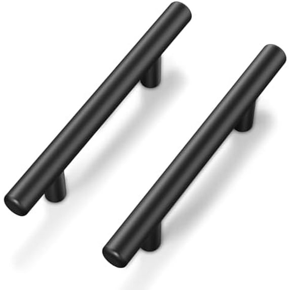 50Pack Matte Black Cabinet Handles, 3''Hole Centers Kitchen Drawer ...
