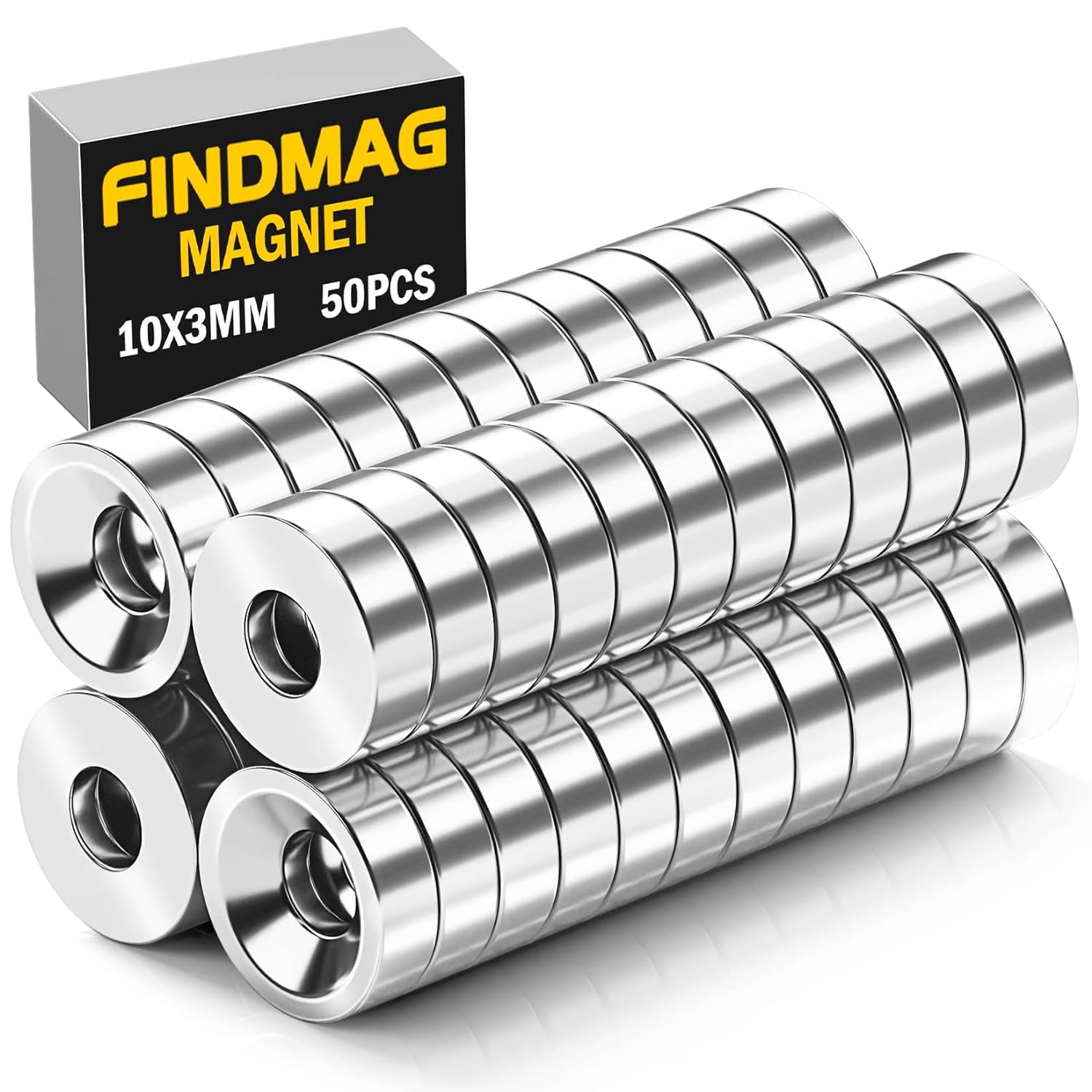 50Pack Neodymium Magnets Rare Earth Magnets, 0.39’’(10mm)Magnets with ...