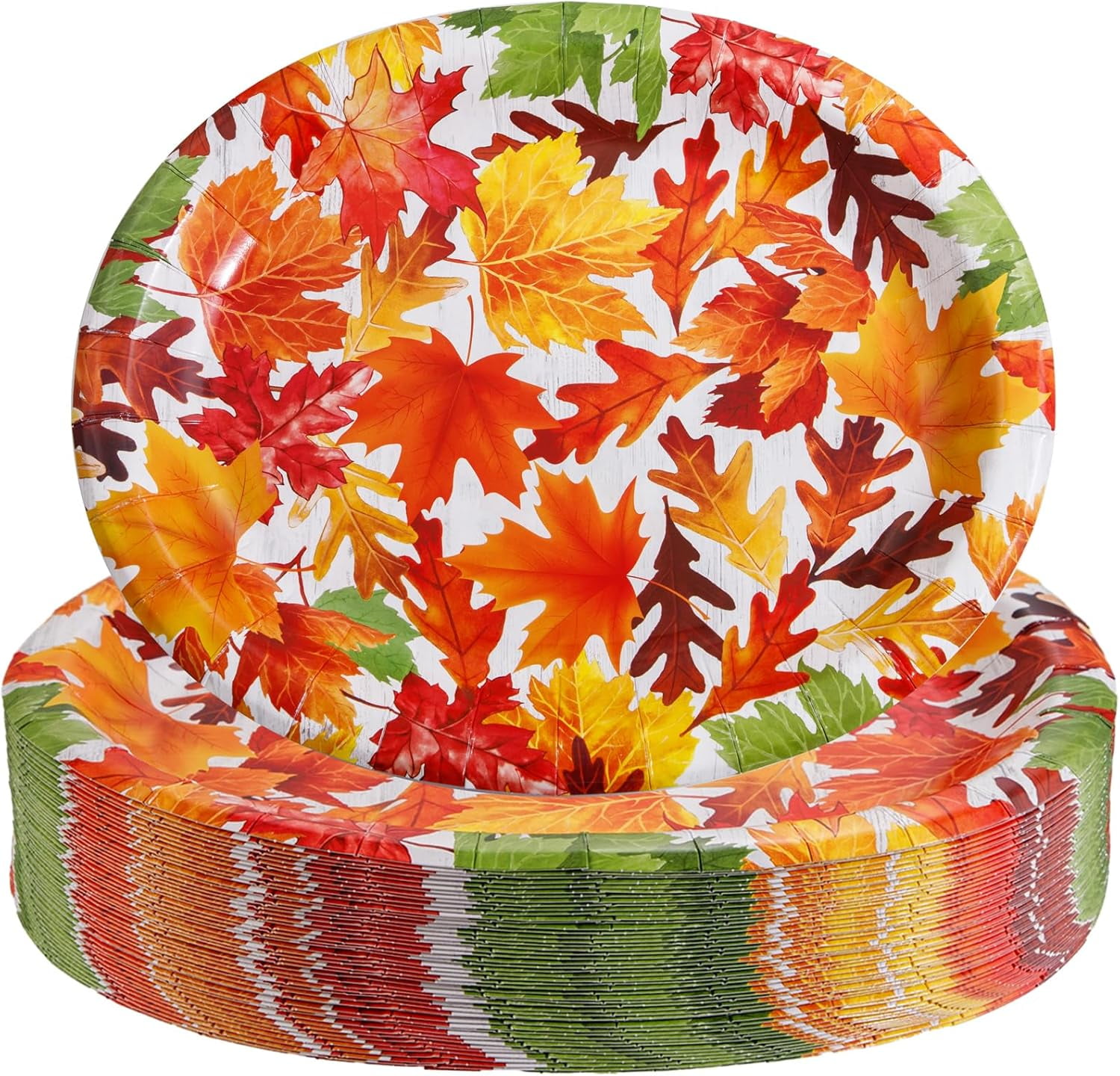 50Pack Plates Paper - 10" x 12" Happy Oval Disposable Dinner Autumn ...
