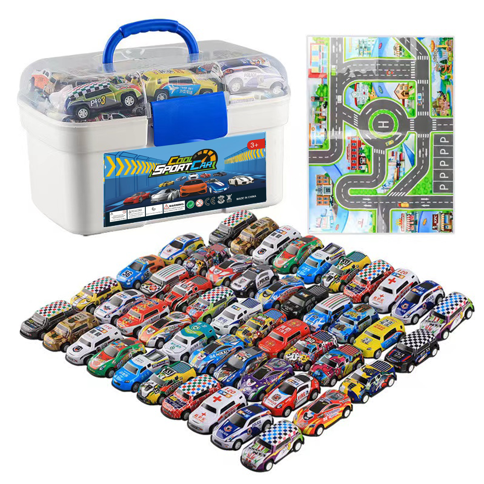 50Pack Pull Back Cars for Kids,Mini Vehicles Toy Bulk Party Favor Cars ...