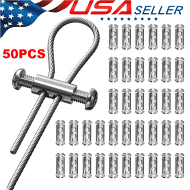 Uxcell 1/8" Wire Rope Kit, 24 Pack M3 Stainless Steel Thimbles & Clamps ...