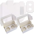 50Pack White Paper Cupcake Boxes with Pvc Window and Two Treat Holder ...