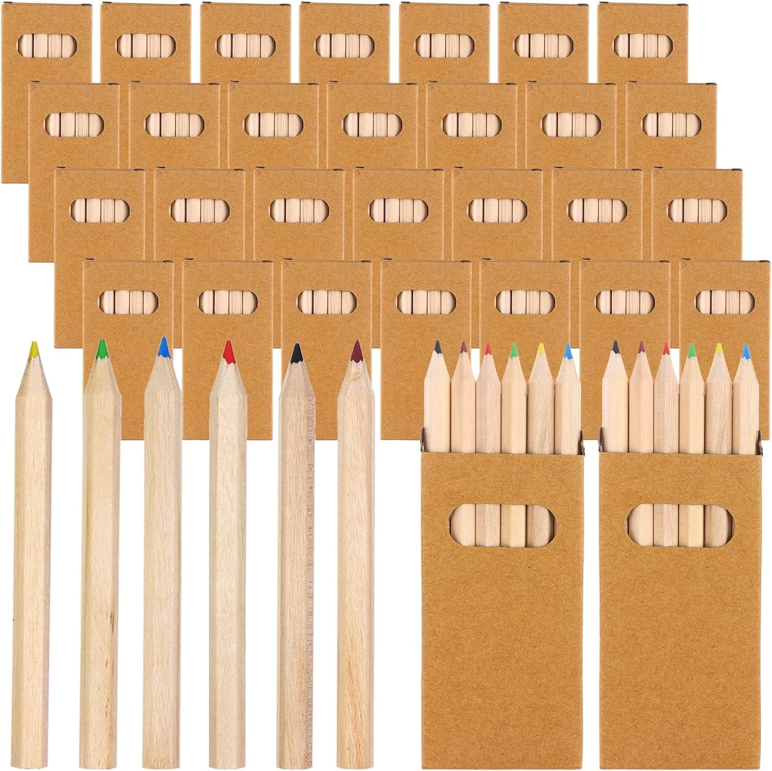 50Packs/300Pcs Mini Drawing Colored Pencils 3.5 Inch Portable Short Fat ...
