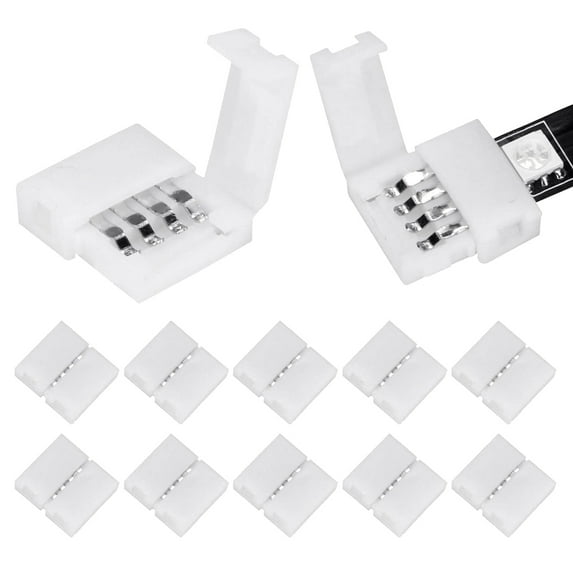 50Packs 4-Pin RGB LED Light Strip Connectors 10mm Gapless Solderless ...