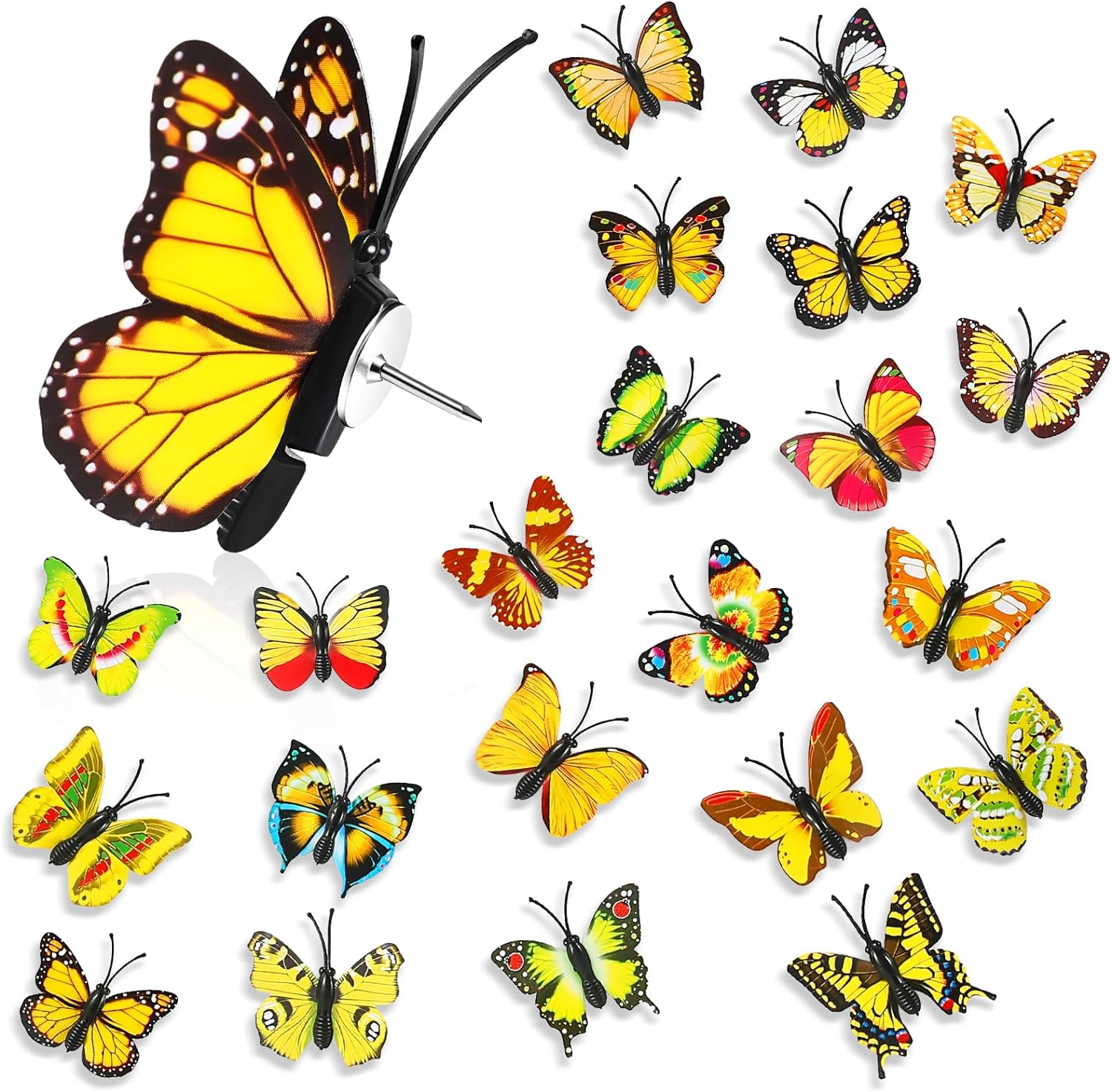 50Packs tive Thumb Tacks Butterfly Push Pins Yellow Thumbtacks Cute ...