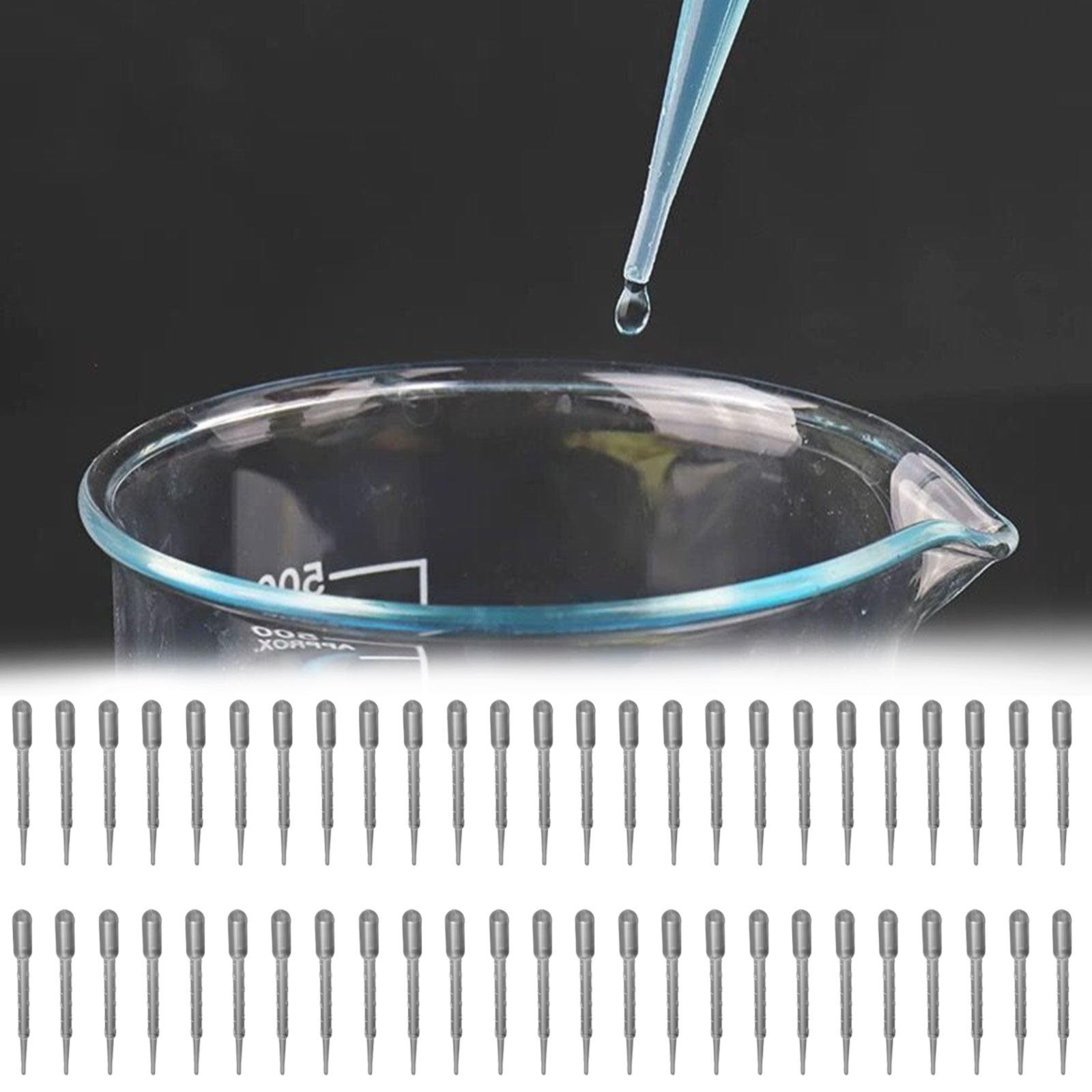 50Pc 3Ml Disposable Plastic Transfer Graduated Pipettes ,Clear Kitchen ...