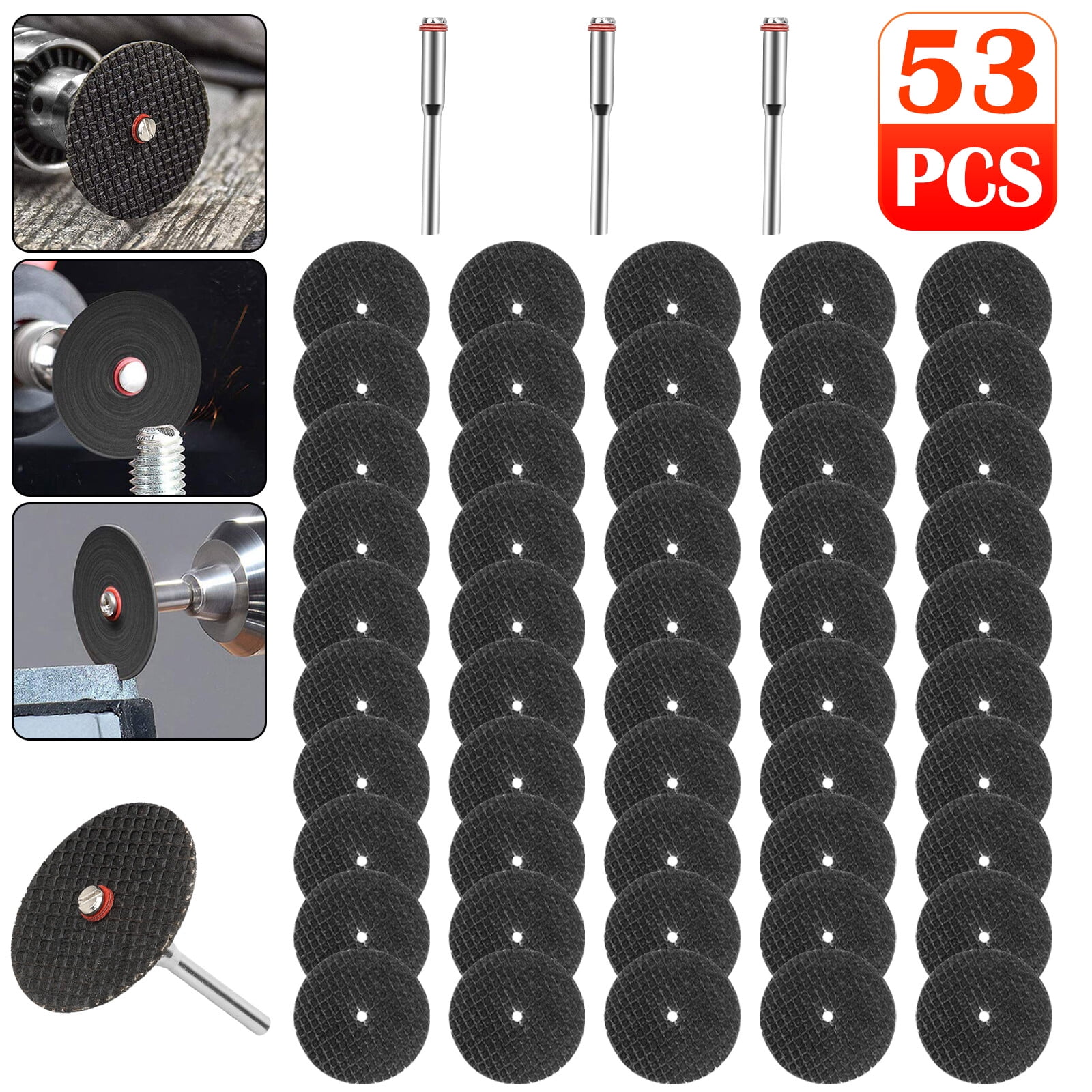 50Pc Fiberglass Metal Cut Off Wheel Rotary Disc w/3Pcs 1/8" Mandrel for ...